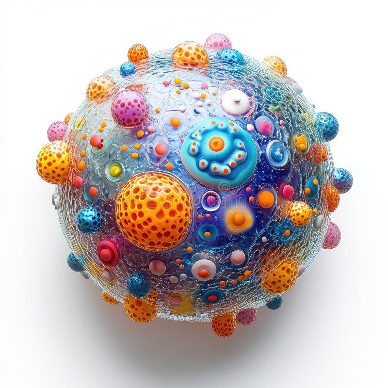 Colorful Cell Model on White Isolated Background - High-Resolution ...