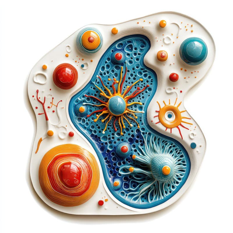 Colorful Cell Model on White Isolated Background - High-Resolution ...