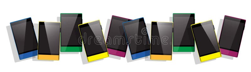 Colorful Cell Smart Phone Set Responsive Design Blank Screen Digital ...