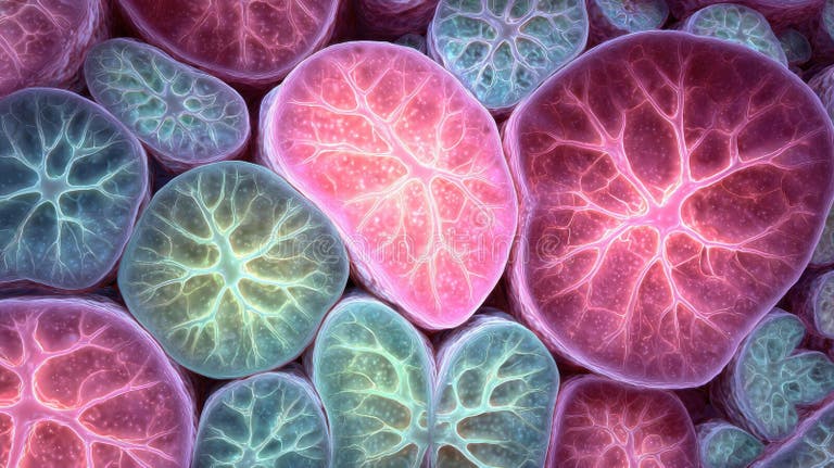 Microscopic View of Colorful Cells Showcasing Various Shapes and ...