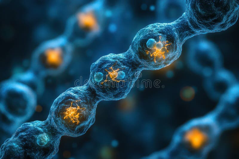 Micro View of Glowing Interconnected Cells Stock Image - Image of life ...