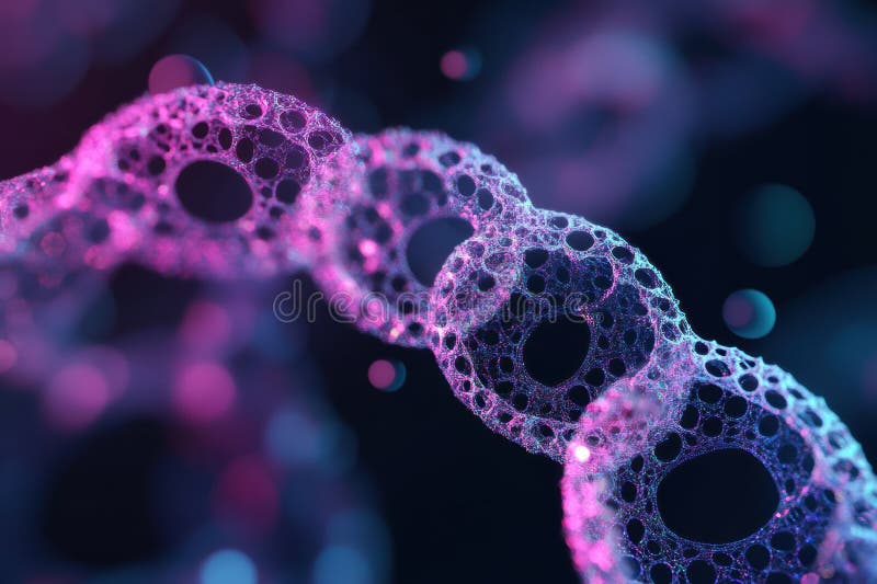 Microscopic View of Colorful Cells Connected in a Chain during ...