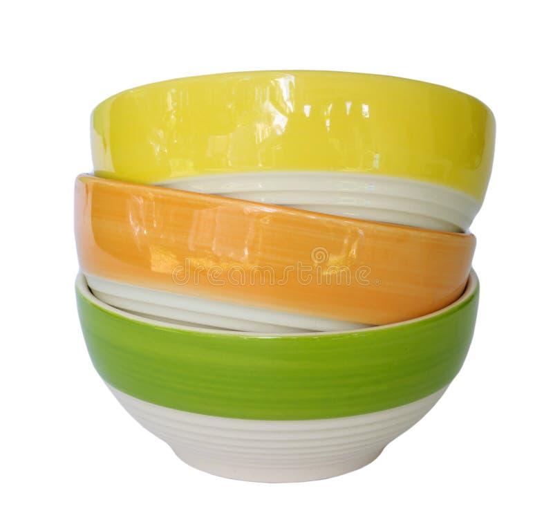 Colorful ceramic bowl. stock photo. Image of single, isolated - 31666714