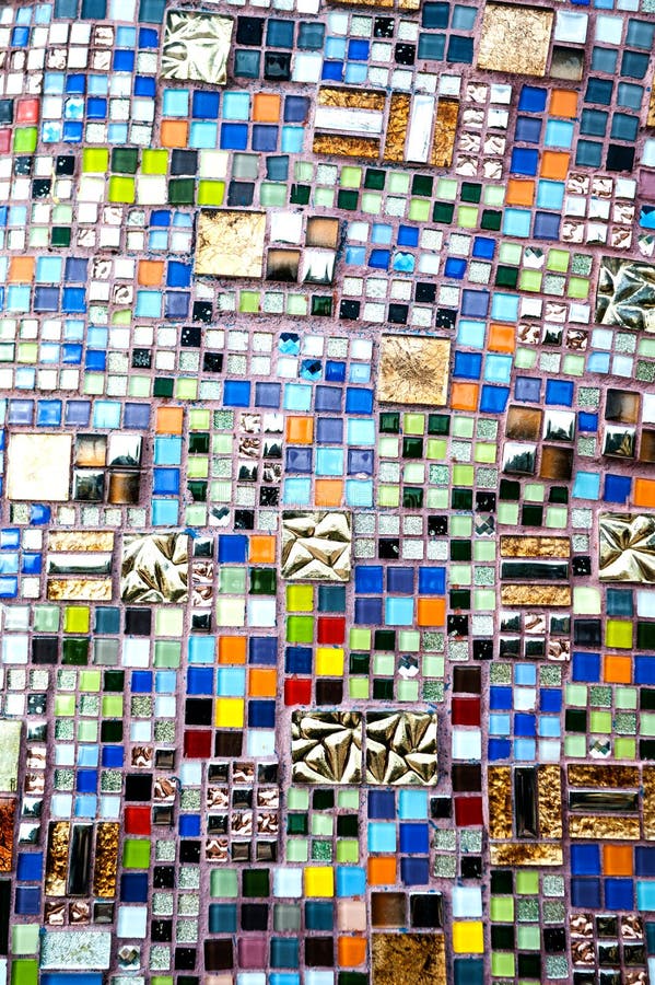 Colorful Ceramic Glass Art on the Wall Background. Stock Photo - Image ...