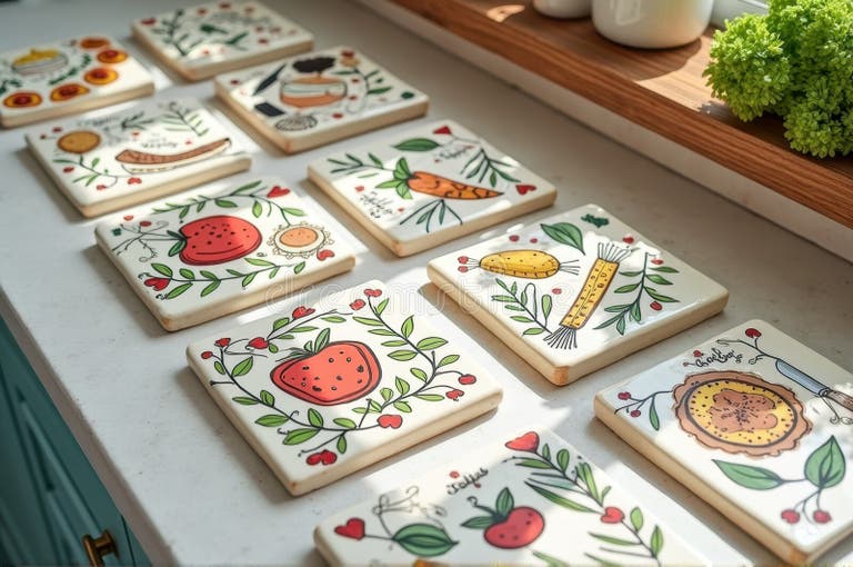 Colorful Ceramic Kitchen Tiles with Botanical and Culinary ...