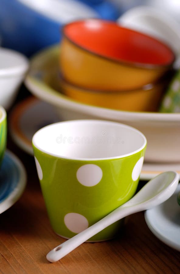 Colorful Ceramic Kitchen Utensils Stock Photo - Image of porcelain ...