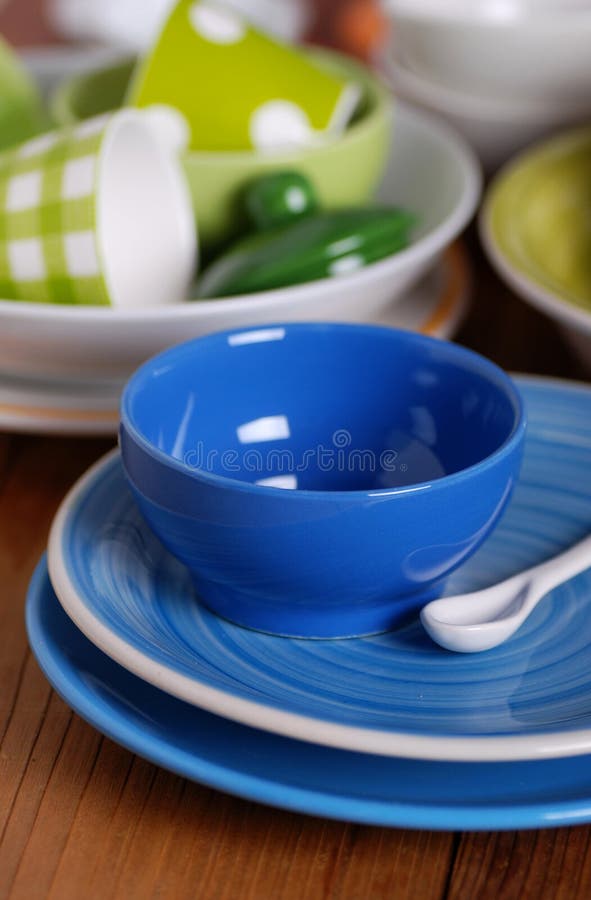 Colorful Ceramic Kitchen Utensils Stock Image - Image of dishware ...
