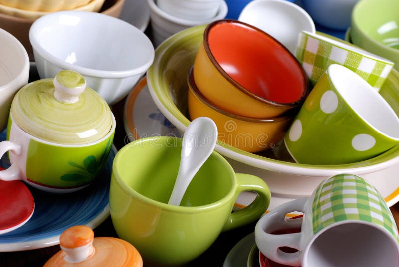 Colorful Ceramic Kitchen Utensils Stock Photo - Image of modern ...