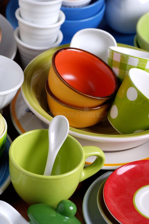 Colorful Ceramic Kitchen Utensils Stock Photo - Image of modern ...