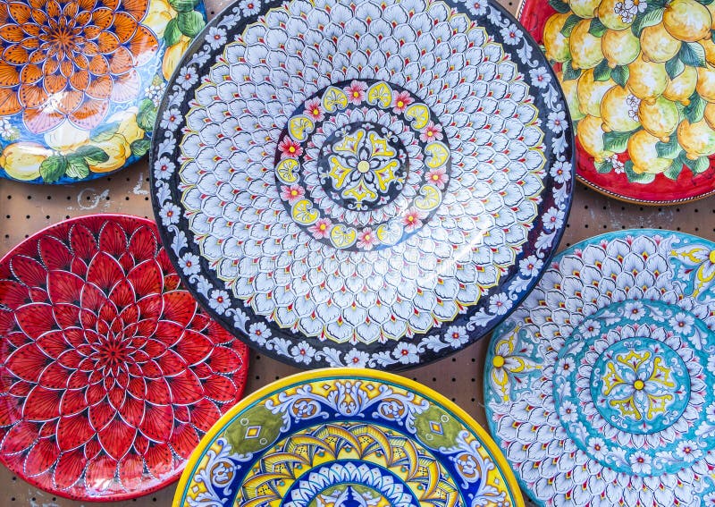 Colorful Ceramic Plates on Display Stock Image - Image of ceramic, dish ...