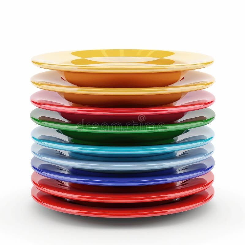 Stack of Colorful Plates, Shiny and Varnished, Kitchenware, Home Decor ...