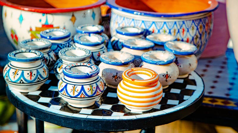 Traditional Handmade Decorative Pots Geometric Patterns Stock Photos ...