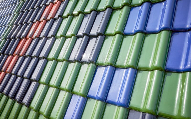 Colorful Ceramic Roof Tiles. Stock Photo - Image of design, colorful ...