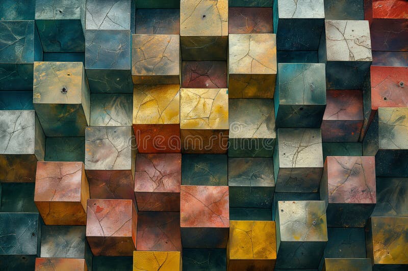 Colorful Ceramic Tile Wall Texture Background. Abstract Geometric Cube ...