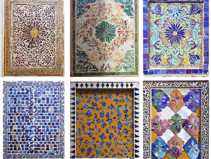 Colorful Ceramic Tiles with Intricate Patterns Stock Illustration ...