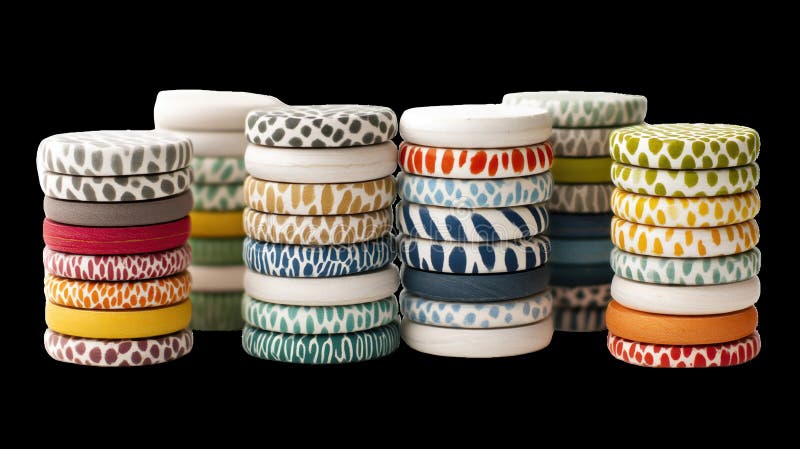 Colorful Ceramic Tokens Stacked on Transparent Background Stock ...