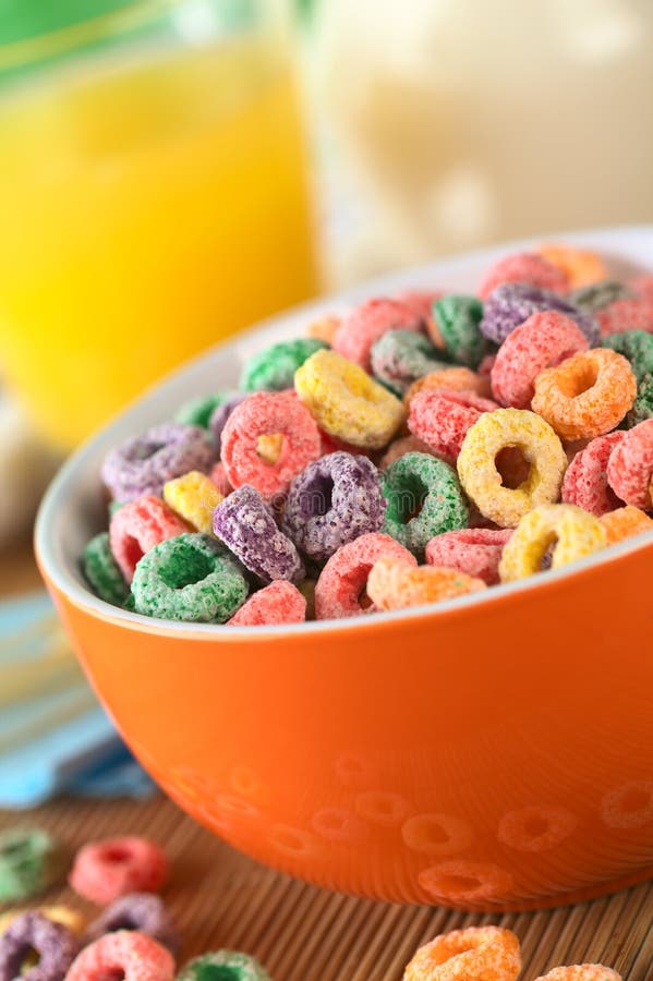 Colorful Cereal on a Pink Background Stock Photo - Image of grain ...