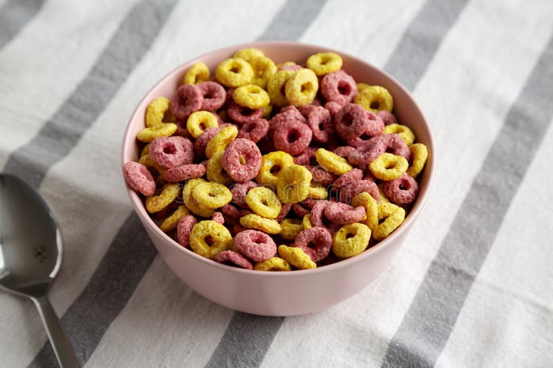 Colorful Cereal Loops with Whole Milk for Breakfast Stock Photo - Image ...