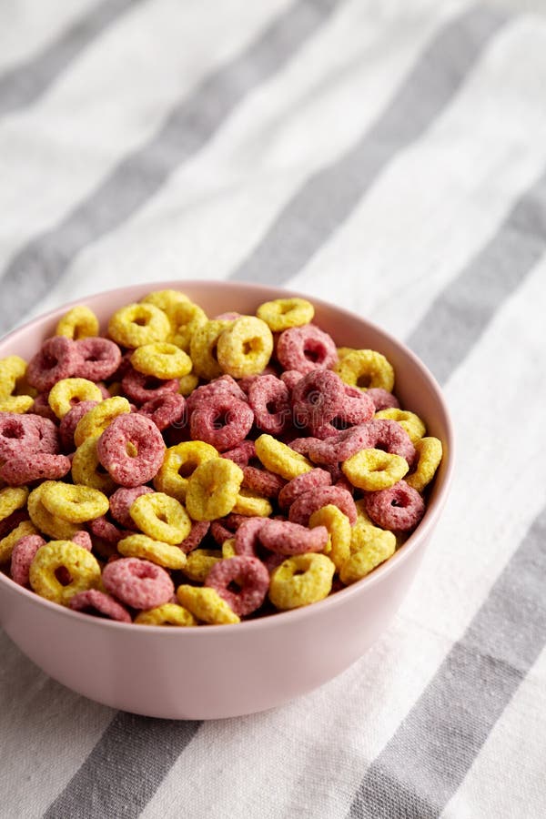 Colorful Cereal Loops with Whole Milk for Breakfast. Copy Space Stock ...