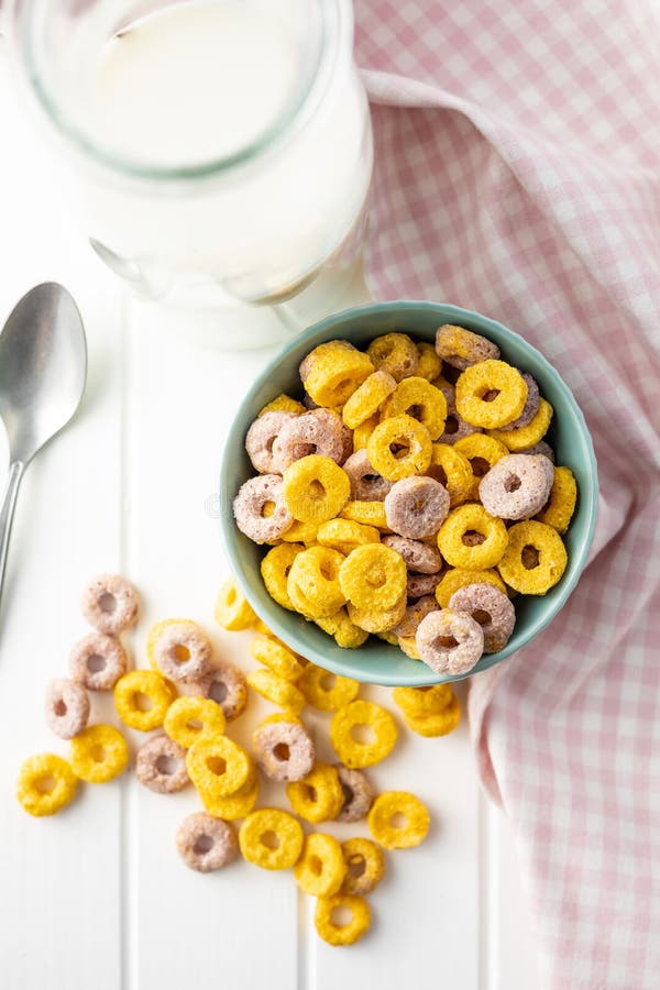Colorful Cereal Rings in Bowl Stock Image - Image of flake, delicious ...