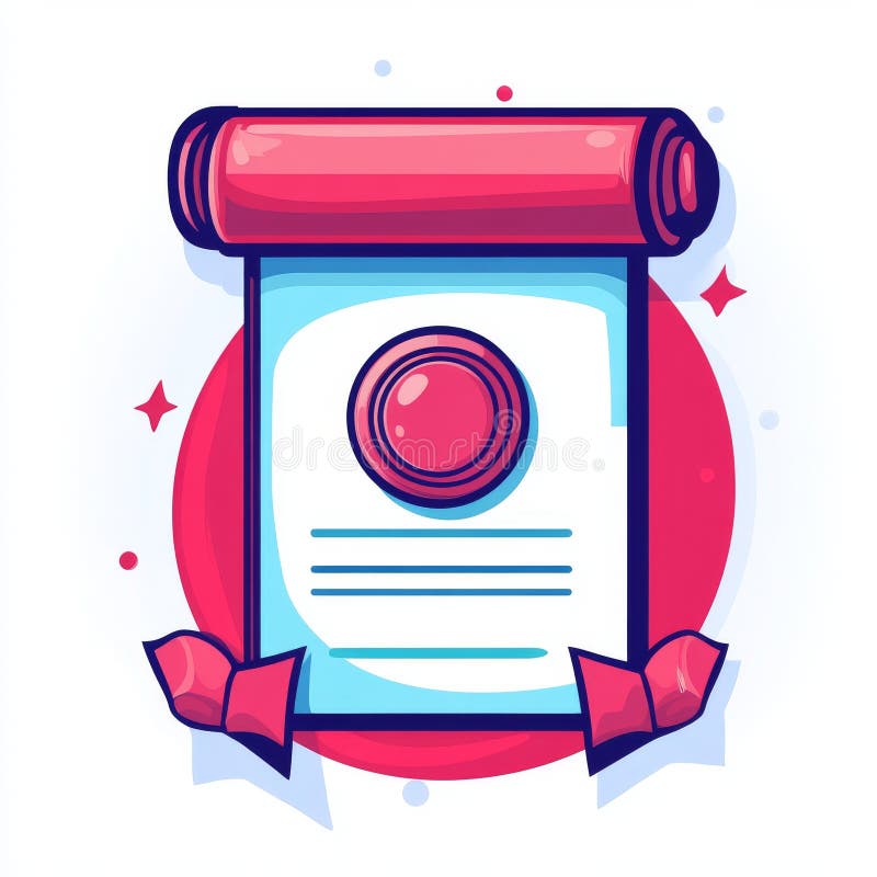 A Colorful Certificate Document is Presented with a Red Background and ...