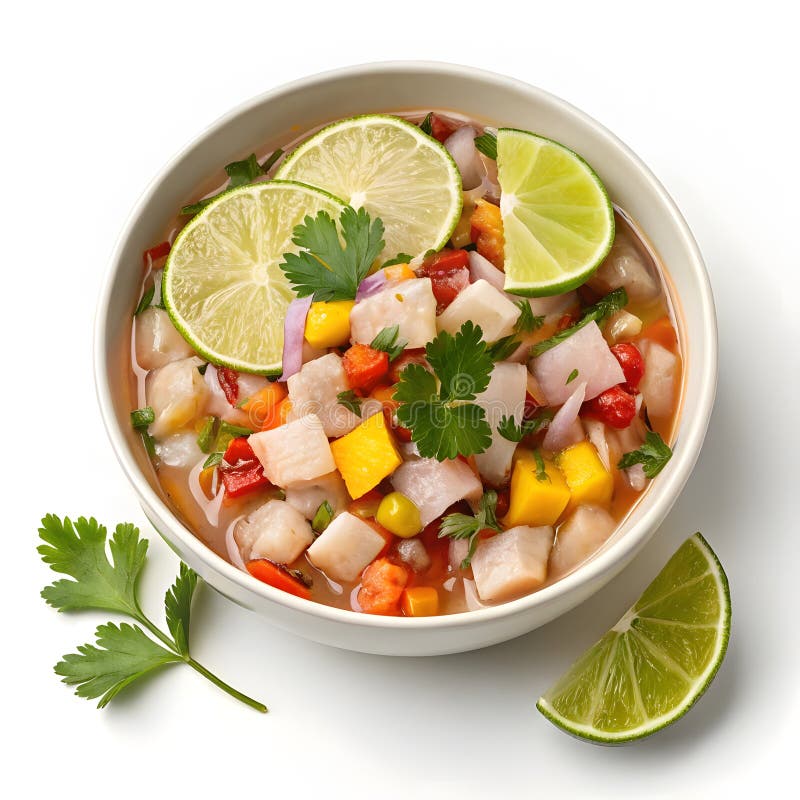 Fresh Ceviche with Mango and Lime Served in a Bowl Stock Image - Image ...