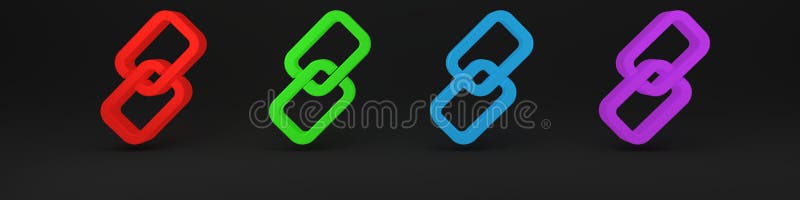 Colorful Chain Link Icon Isolated on Black Background. Link Single ...