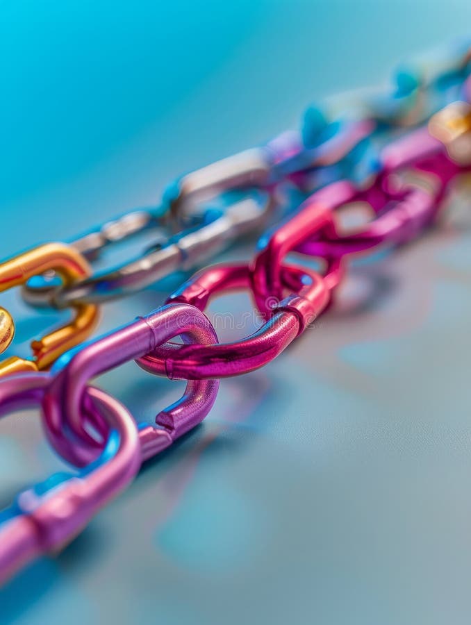 Colorful Chains Intertwined Against a Gradient Blue Background. Stock ...