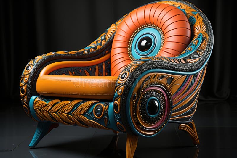 A Colorful Chair with an Eye on it Stock Illustration - Illustration of ...