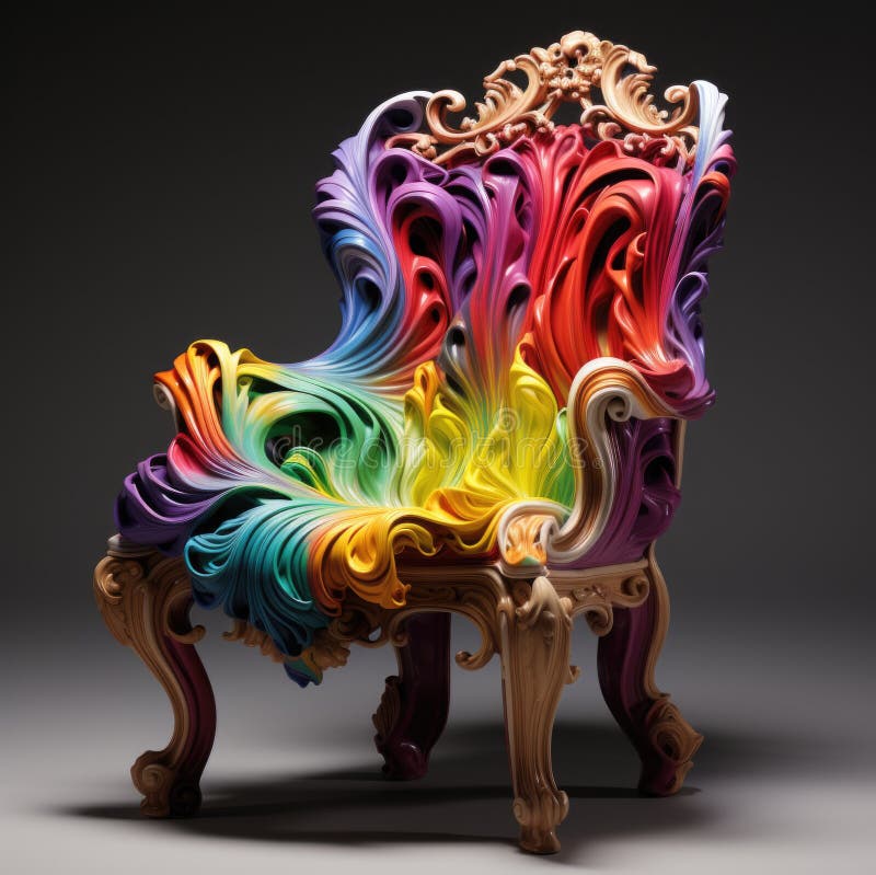 A Colorful Chair with Intricate Designs on it, AI Stock Illustration ...
