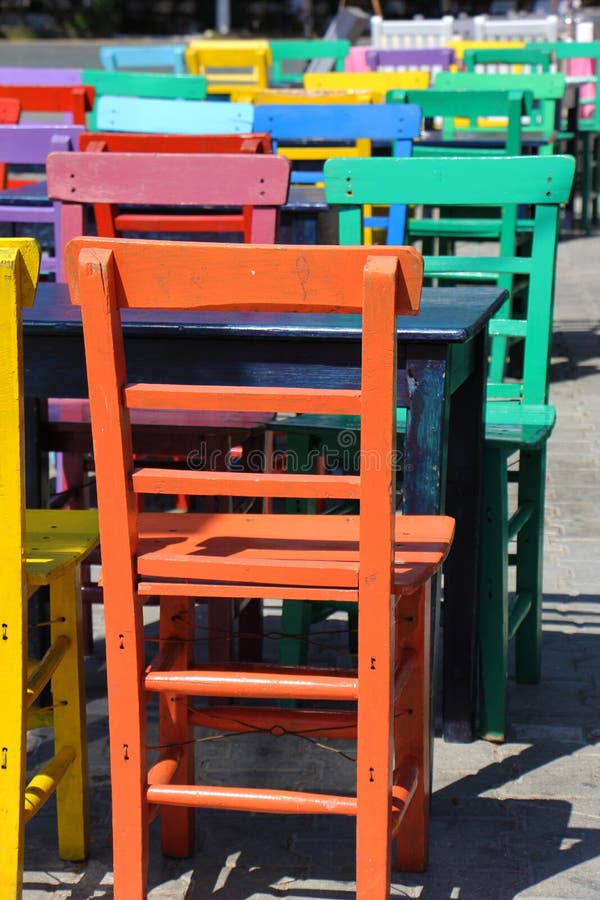 Colorful chairs stock photo. Image of garden, restaurant - 39446372