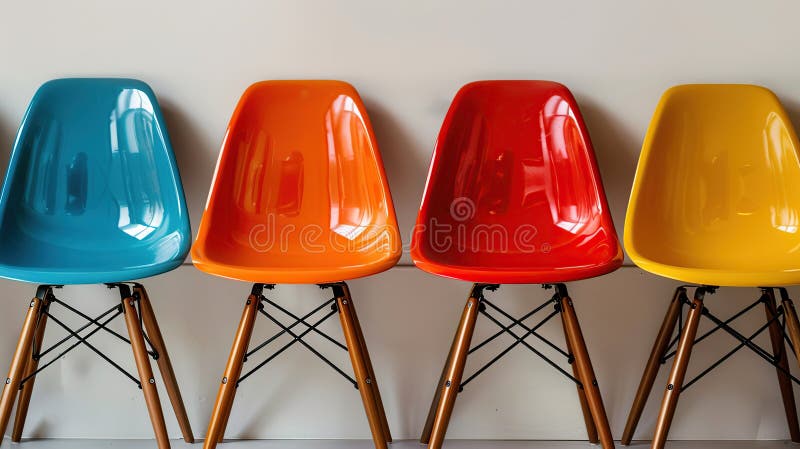 Colorful Chairs in a Row stock illustration. Illustration of ...