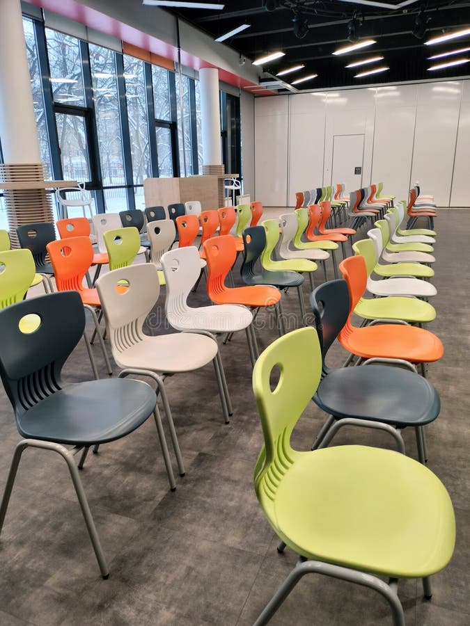 Colorful Chairs Standing in a Modern Conference Room Stock Photo ...