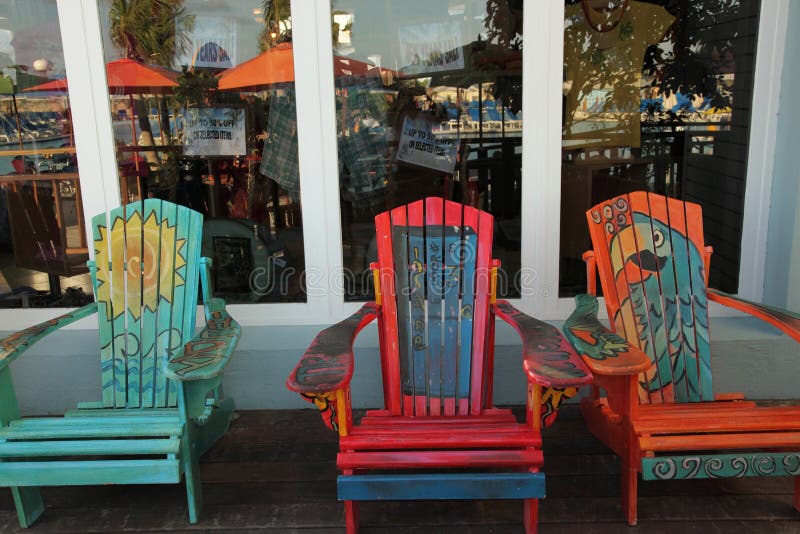 Colorful Chairs at Store Front in Vacation Resort Stock Image - Image ...