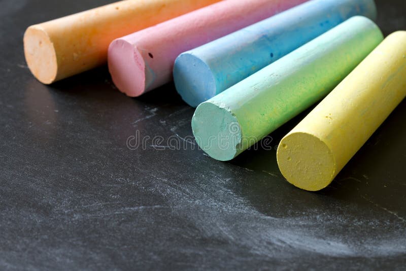 Colorful Chalk on Blackboard Stock Image - Image of blue, colour: 44345629