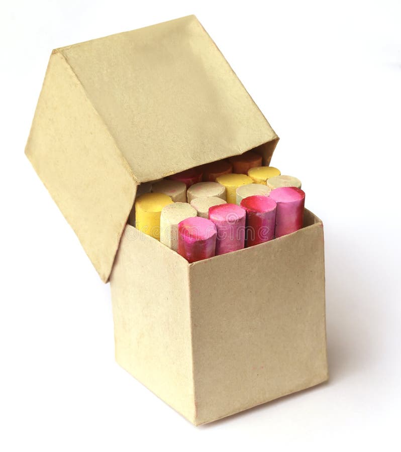 Colorful chalk in box stock image. Image of white, blue - 48852359