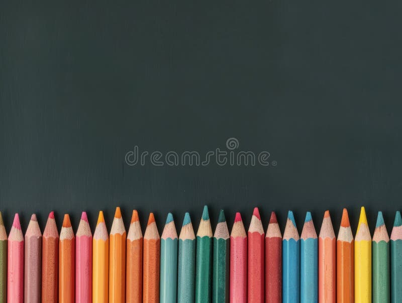Colorful Chalk on a Chalkboard Ledge Close Up, Focus on, Copy Space ...