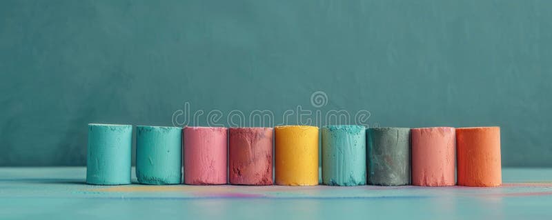Colorful Chalk on a Chalkboard Ledge Close Up, Focus on, Copy Space ...