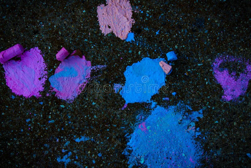 Colorful Chalk Crayons Dissolved on the Sidewalk Stock Image - Image of ...