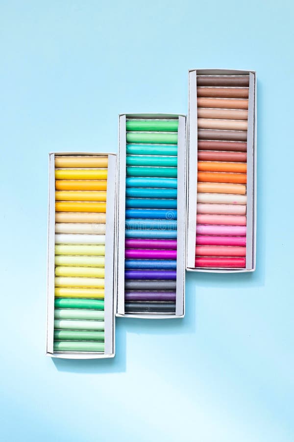 Colorful Chalk Crayons for Drawing on a Blackboard and on Asphalt Stock ...