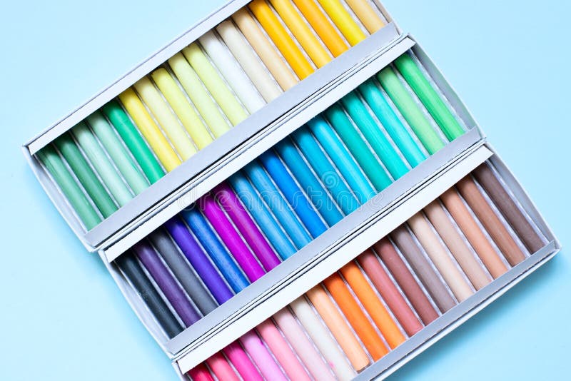 Colorful Chalk Crayons for Drawing on a Blackboard and on Asphalt Stock ...