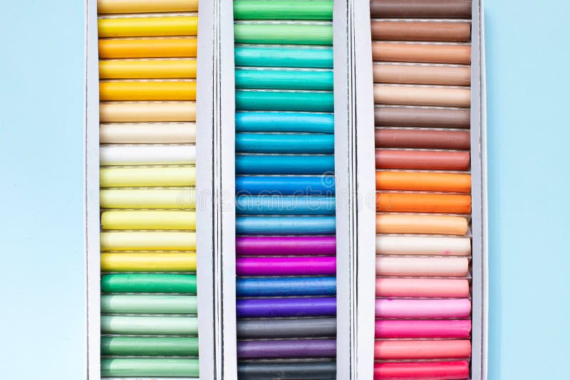 Colorful Chalk Crayons for Drawing on a Blackboard and on Asphalt Stock ...