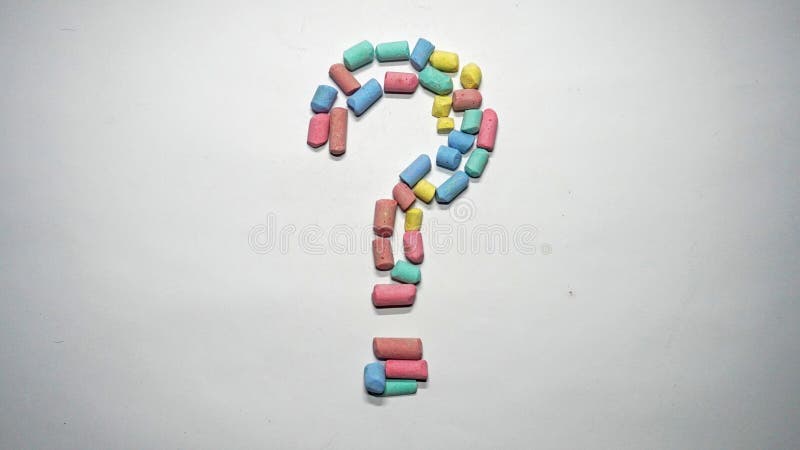 Colorful Chalk Creating a Question Mark Shape on White Background Stock ...