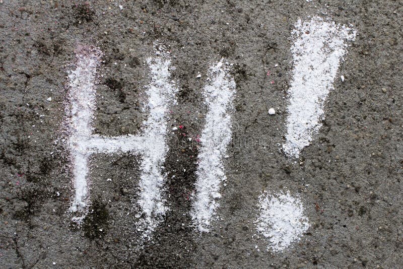 Chalk Drawing: White Word HI Stock Photo - Image of asphalt, blackboard ...