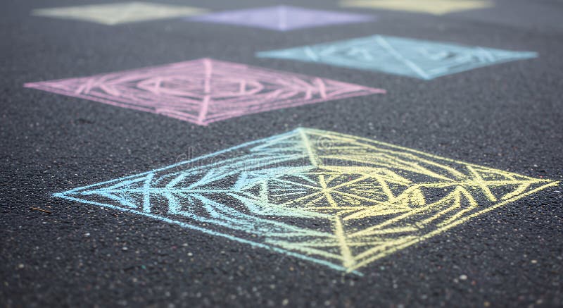 Colorful Chalk Drawings on Asphalt Pavement Creative Designs for ...