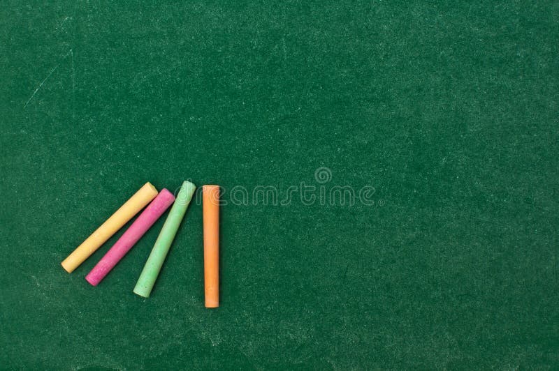 Colorful Chalk on Green Chalkboard Stock Image - Image of lecture ...