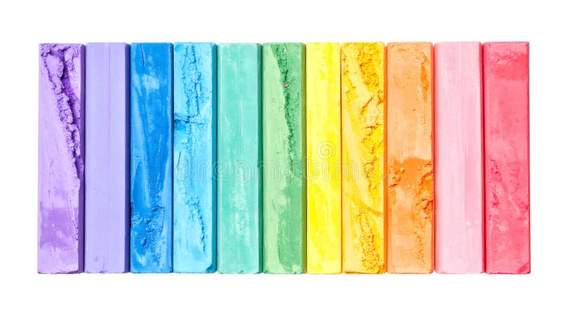 Colorful Chalk Pastels Forming a Rainbow Gradient on Transparent ...
