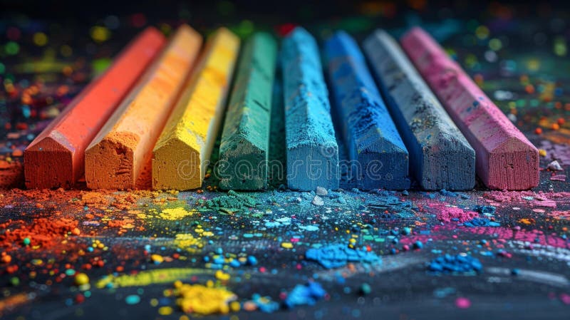 Colorful Chalk Pastels In A Row Generative Ai Stock Illustration Illustration Of Tools