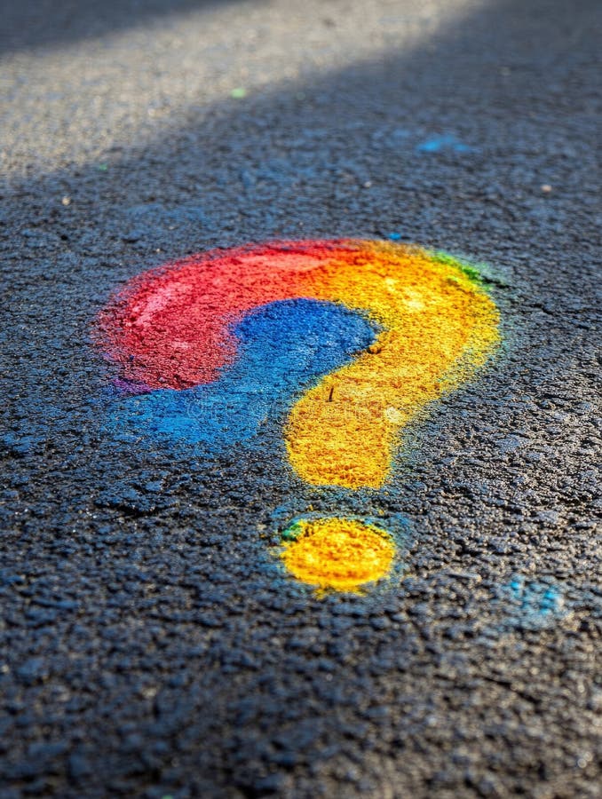 Colorful Chalk Question Mark on Asphalt Pavement Stock Image - Image of ...