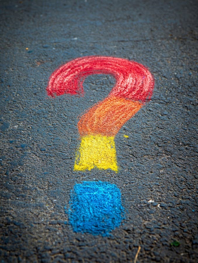 Colorful Chalk Question Mark Drawn on Asphalt Stock Photo - Image of ...